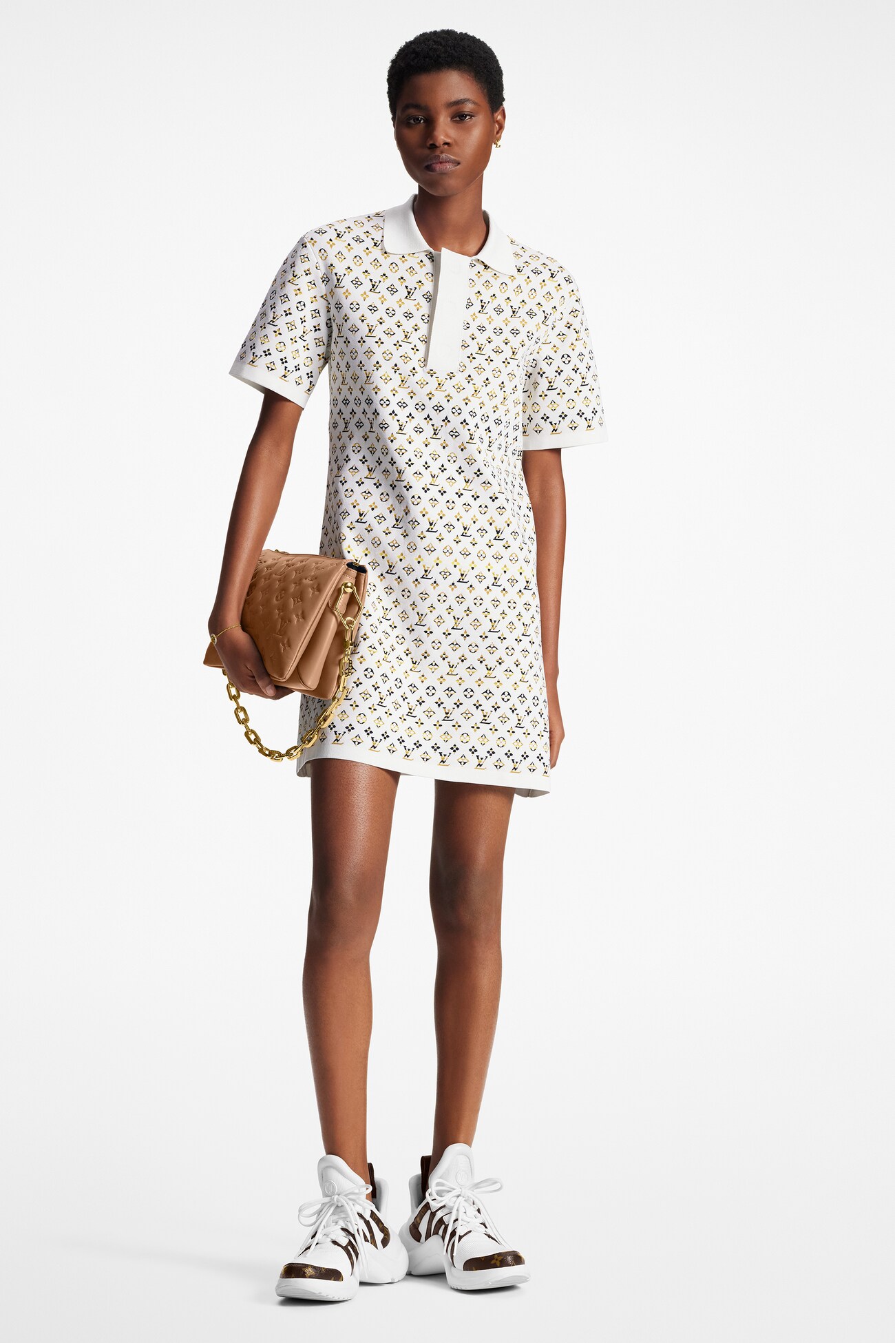 Python-Effect Monogram Jacquard Polo Dress - New - For Women | LOUIS ...