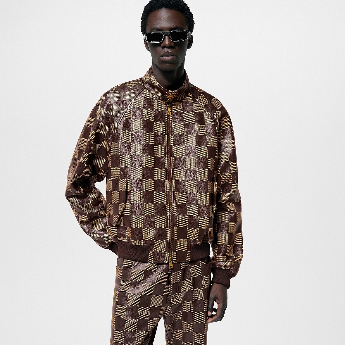 Damier Leather Harrington Jacket - Men - Ready-to-Wear | LOUIS VUITTON
