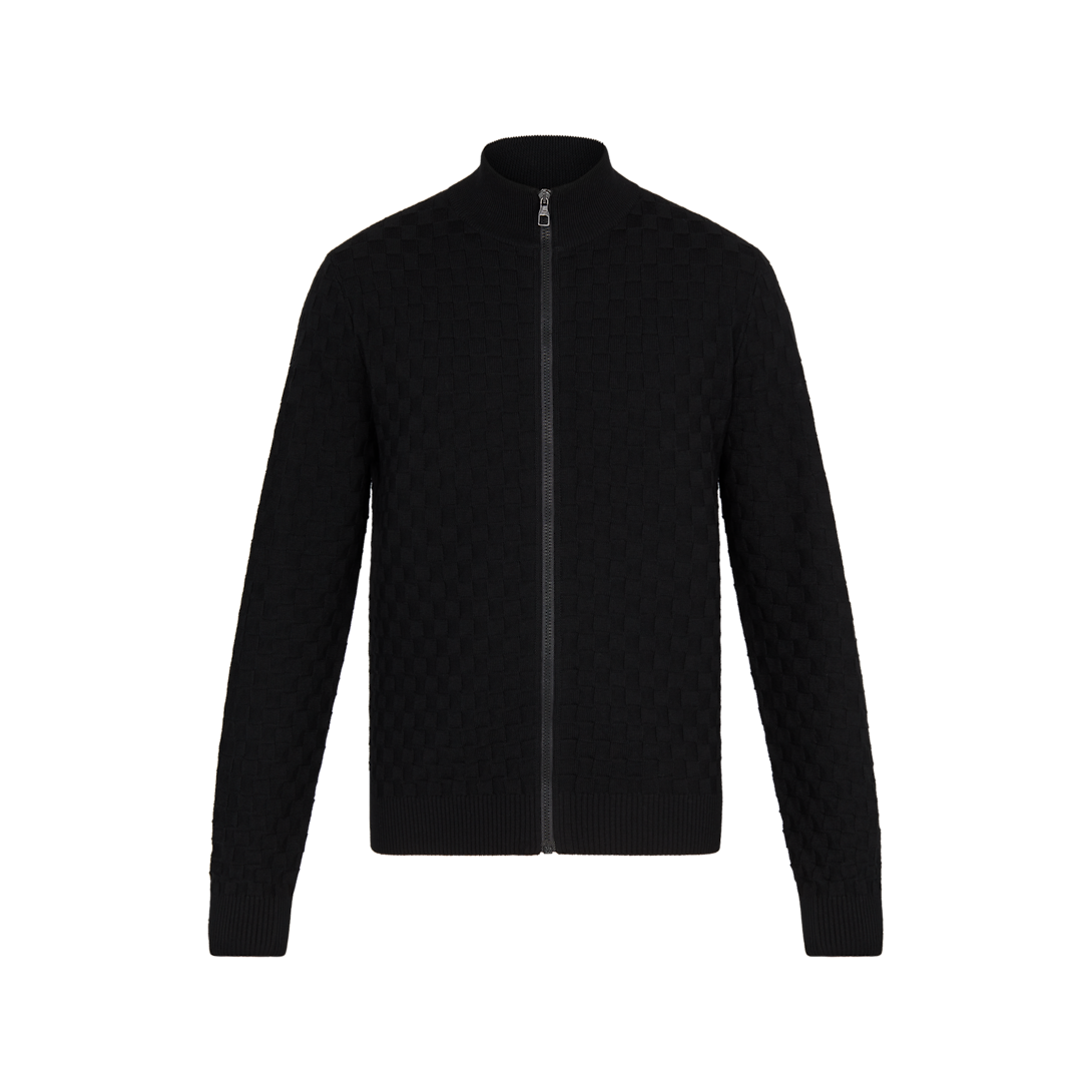 Damier Signature Zip-Through Cardigan - Men - Ready-to-Wear | LOUIS ...