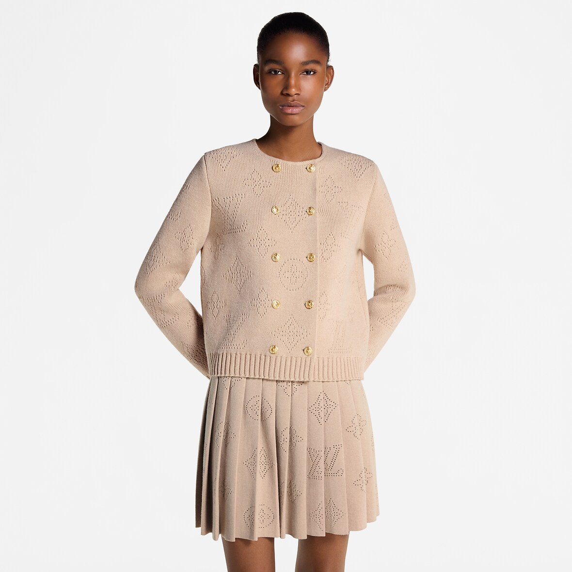 Double-Breasted Mahina Knit Cardigan - Women - Ready-to-Wear | LOUIS ...