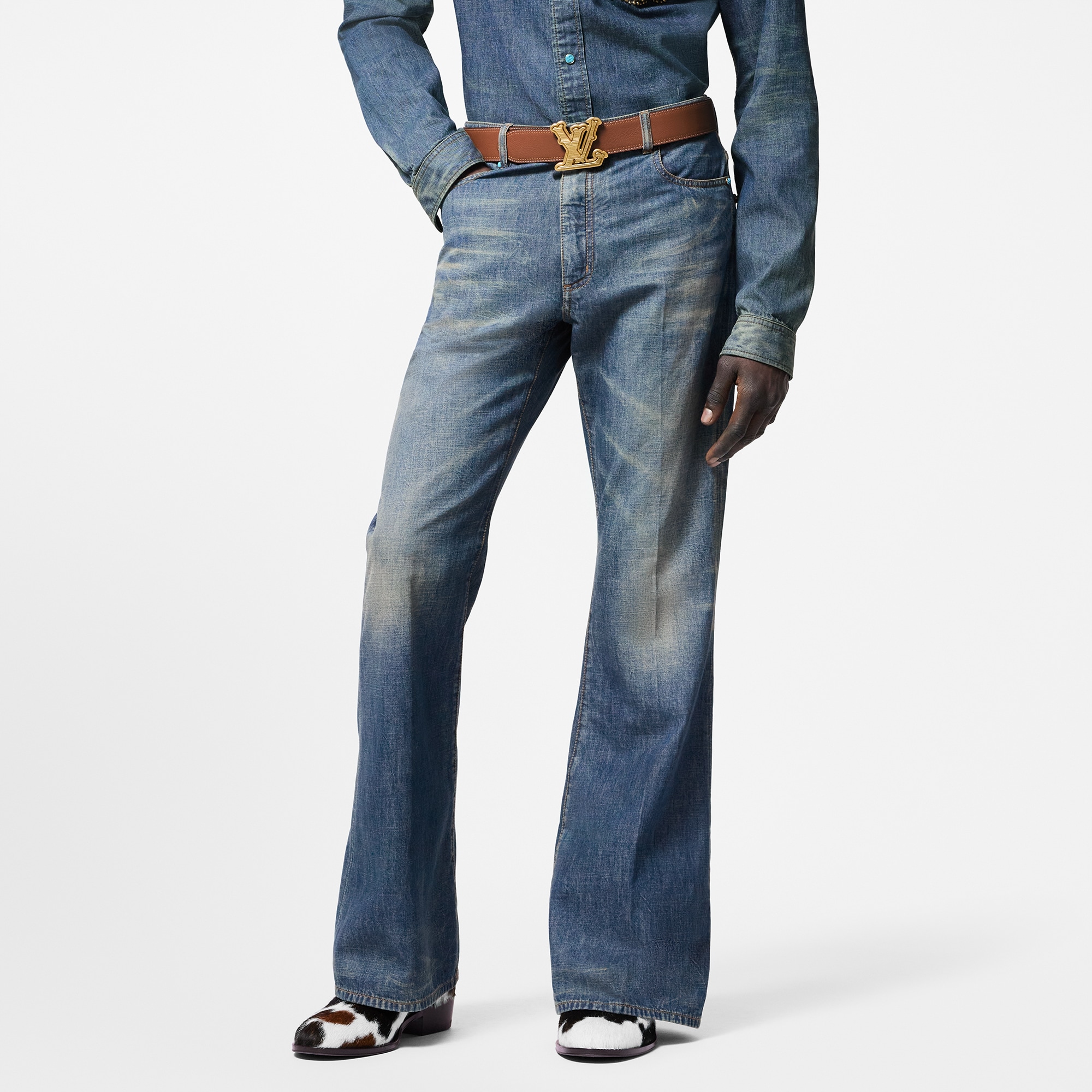 Embellished Flared Cotton Chambray Pants - Men - Ready-to-Wear | LOUIS ...
