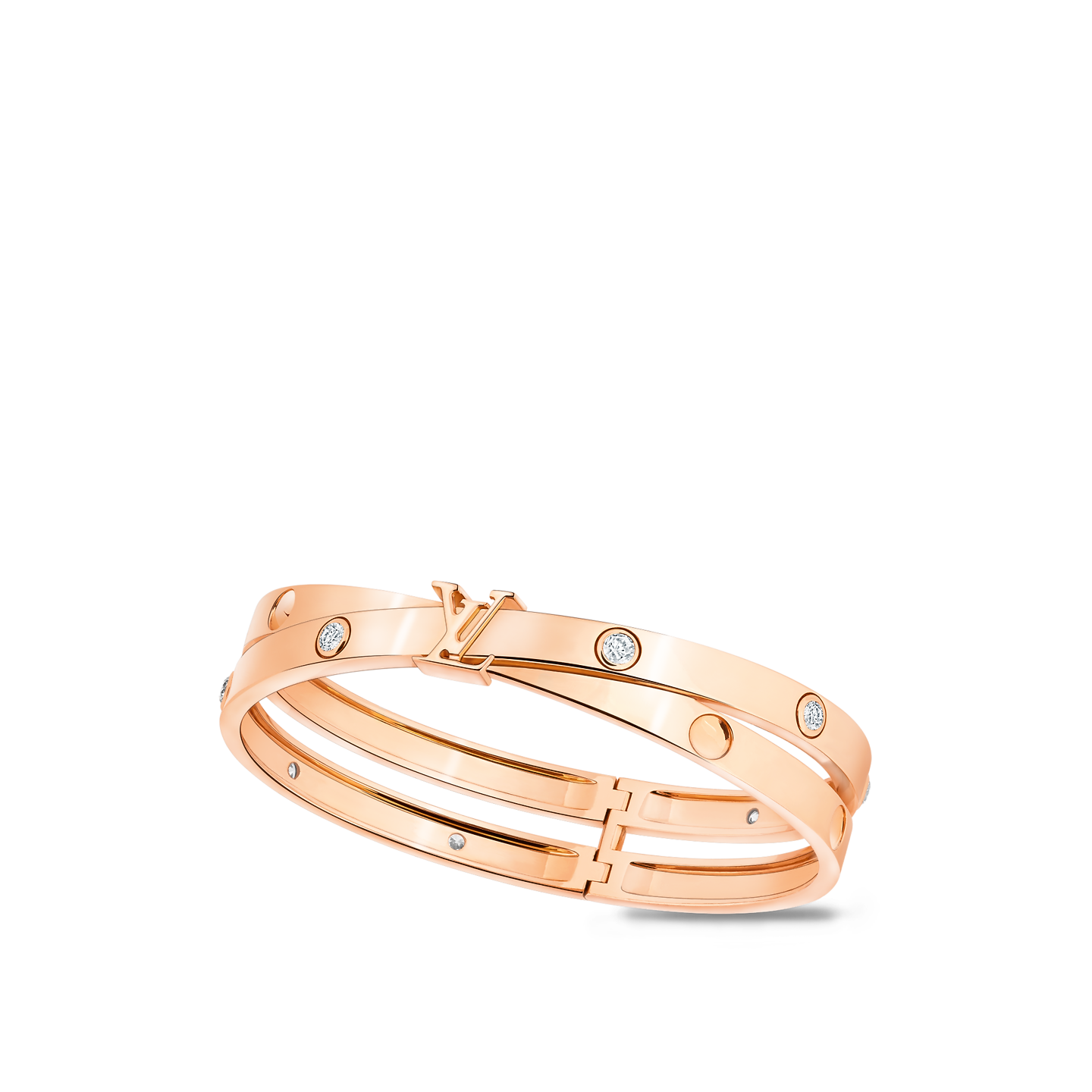 Empreinte Double Bangle, Pink Gold and Diamonds - Jewelry - Categories | LOUIS VUITTON