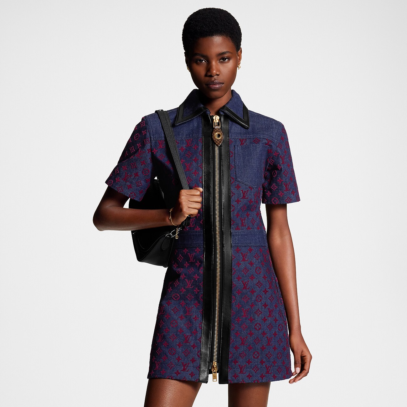 Flocked Monogram Denim Zip-Up Dress - Women - Ready-to-Wear | LOUIS ...
