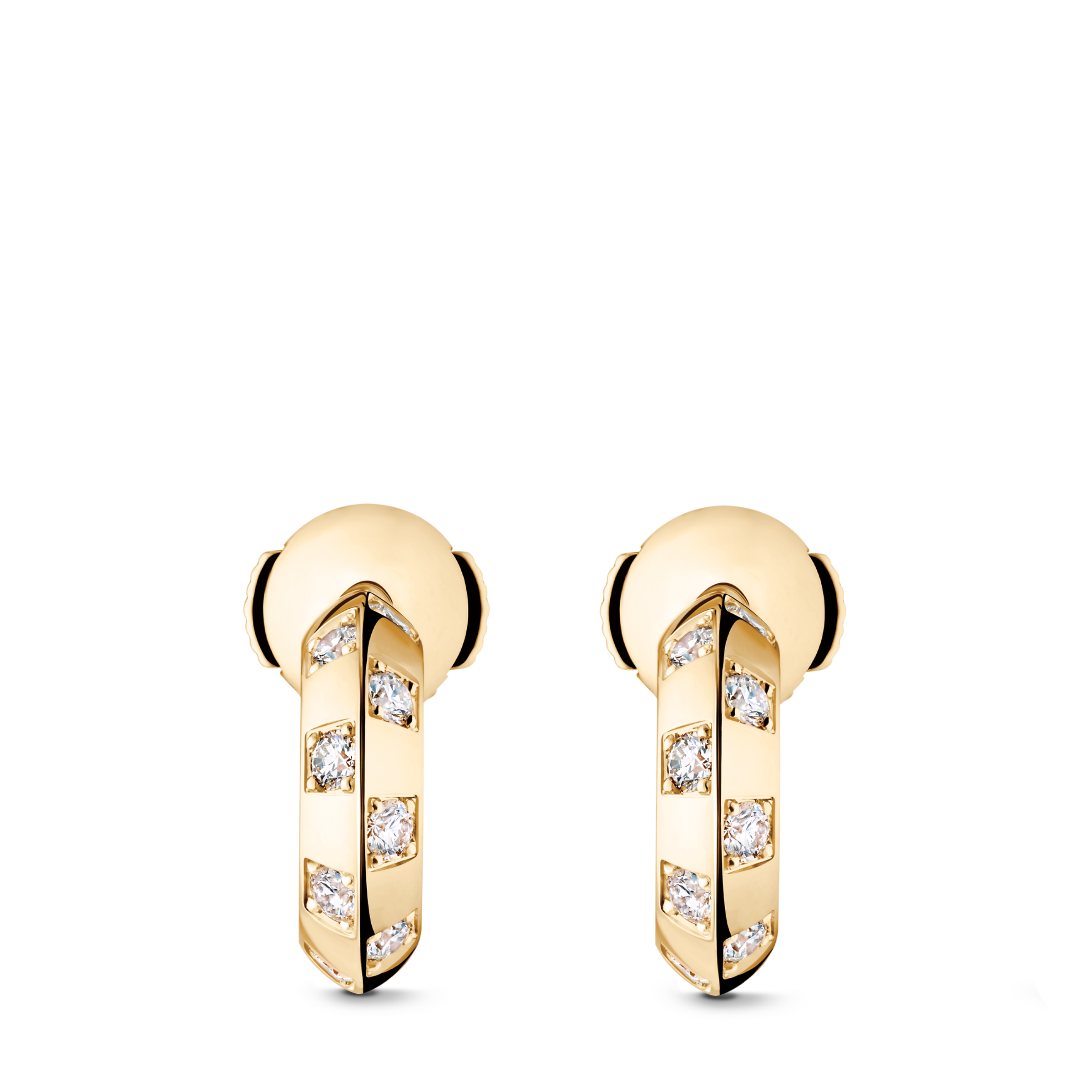 Le Damier de Louis Vuitton Small Hoops, Yellow Gold and Diamonds ...