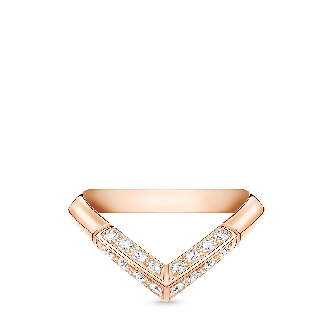 LV Diamonds Pavé V Ring, Pink Gold - Jewelry - Categories | LOUIS VUITTON