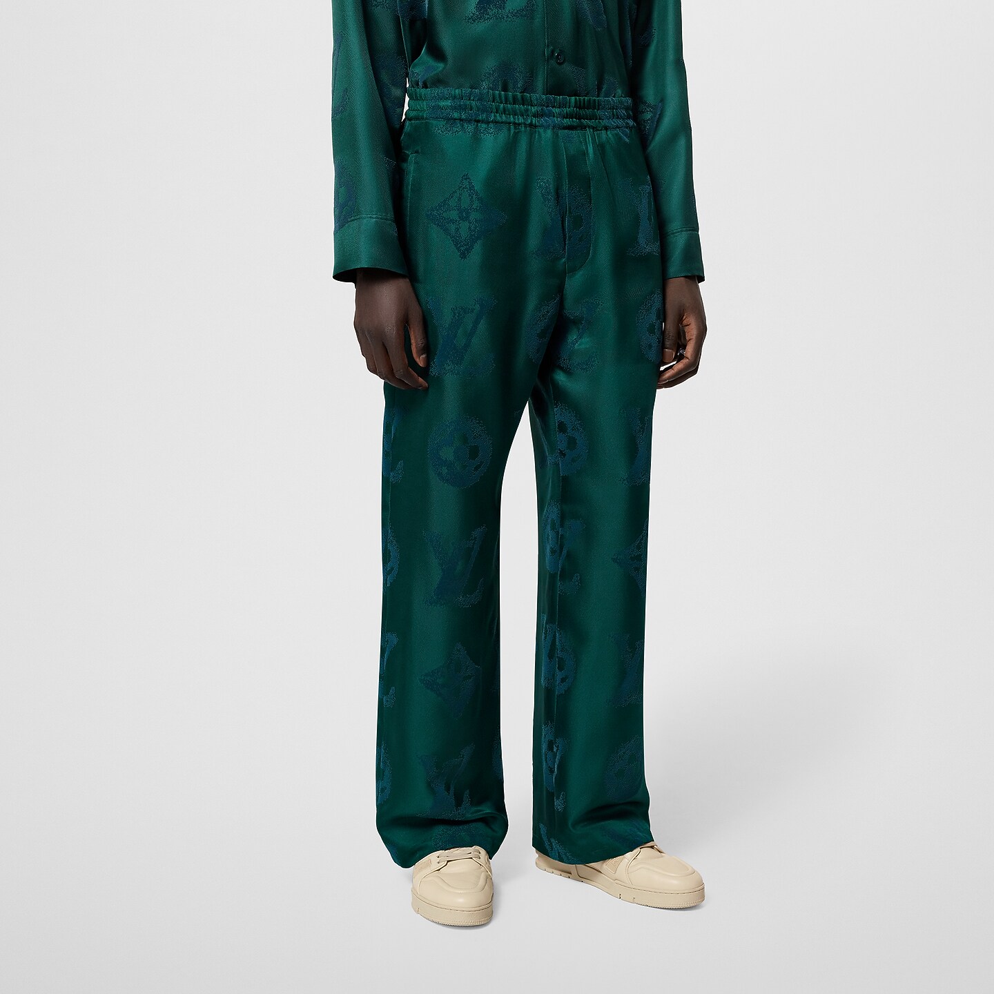Monogram Flocked Silk Drawstring Pants - Men - Ready-to-Wear | LOUIS ...