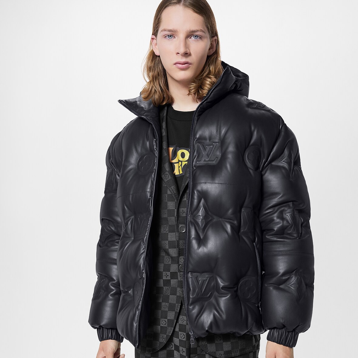 Monogram Leather Hooded Down Jacket - Men - Ready-to-Wear | LOUIS VUITTON