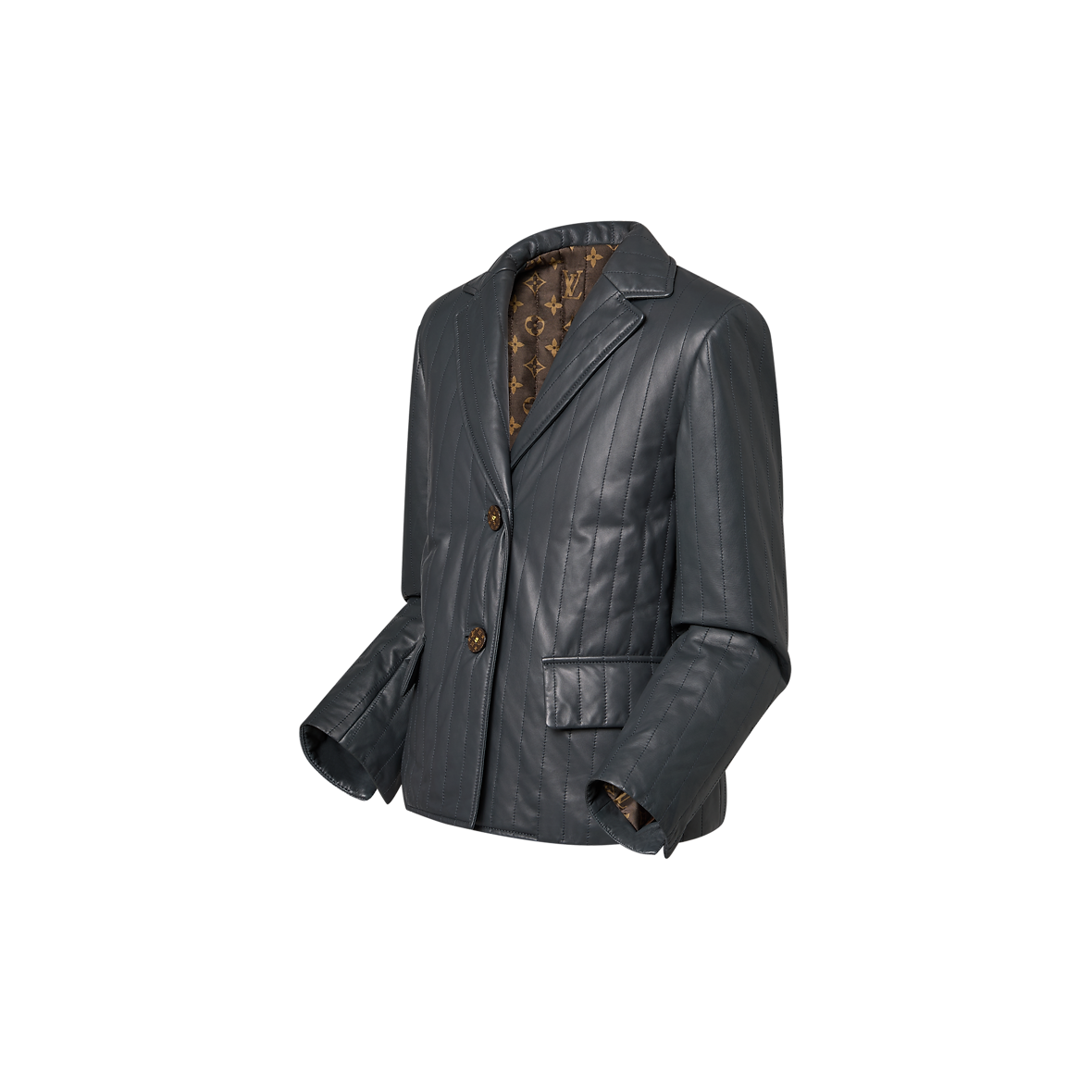 Pinstripe Leather Boxy Blazer - Women - Ready-to-Wear | LOUIS VUITTON