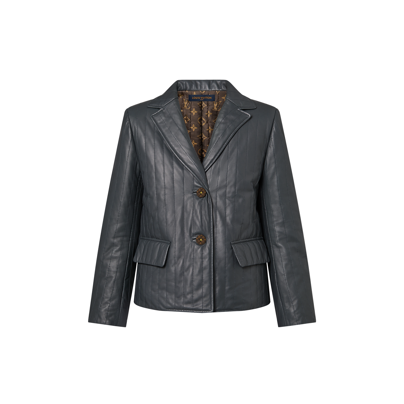 Pinstripe Leather Boxy Blazer - Women - Ready-to-Wear | LOUIS VUITTON