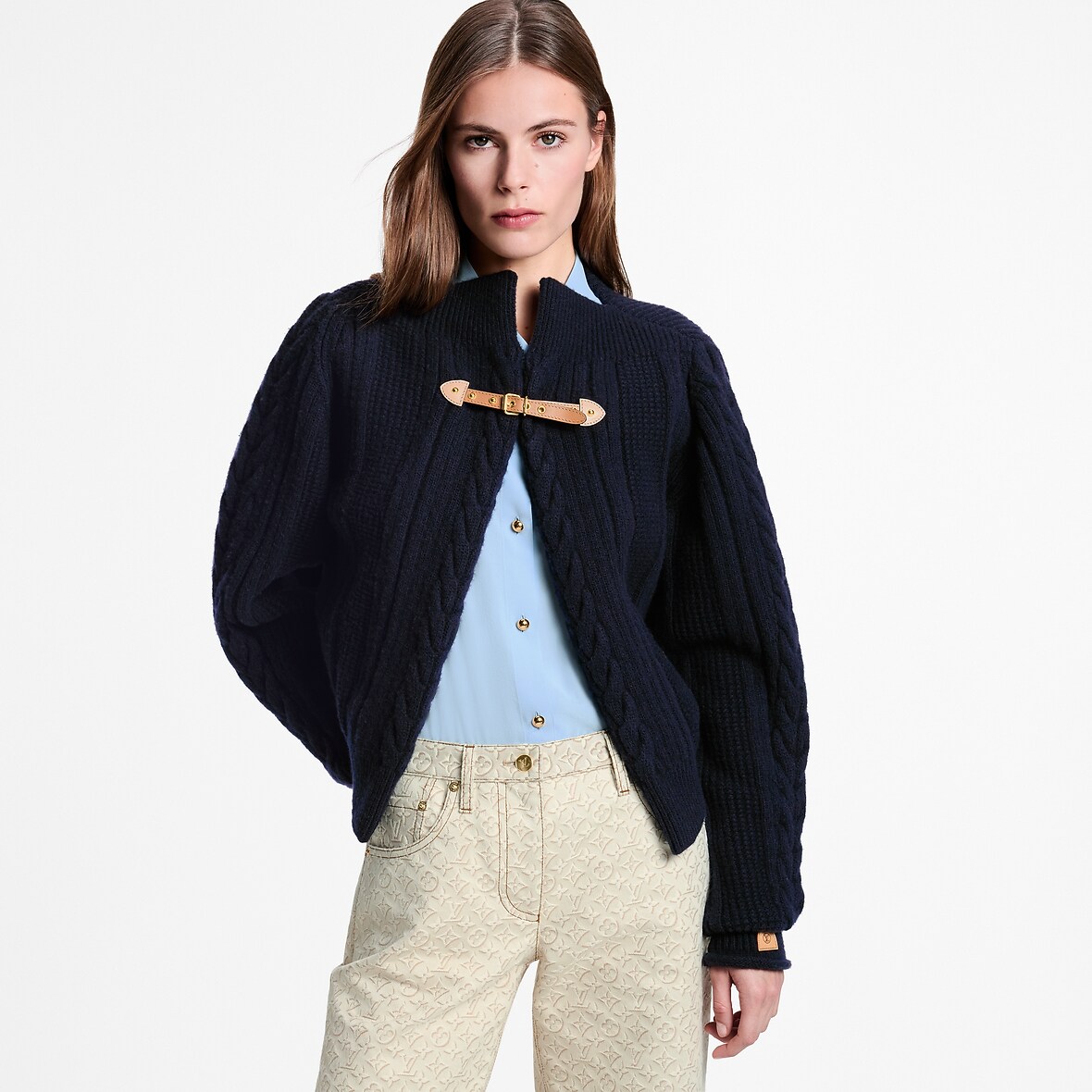Strap Front Cable-Knit Cardigan - Women - Ready-to-Wear | LOUIS VUITTON