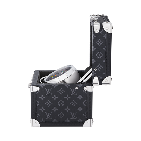 Trunk Table Clock, Quartz, 80mm, Steel, Monogram Eclipse - Watches ...