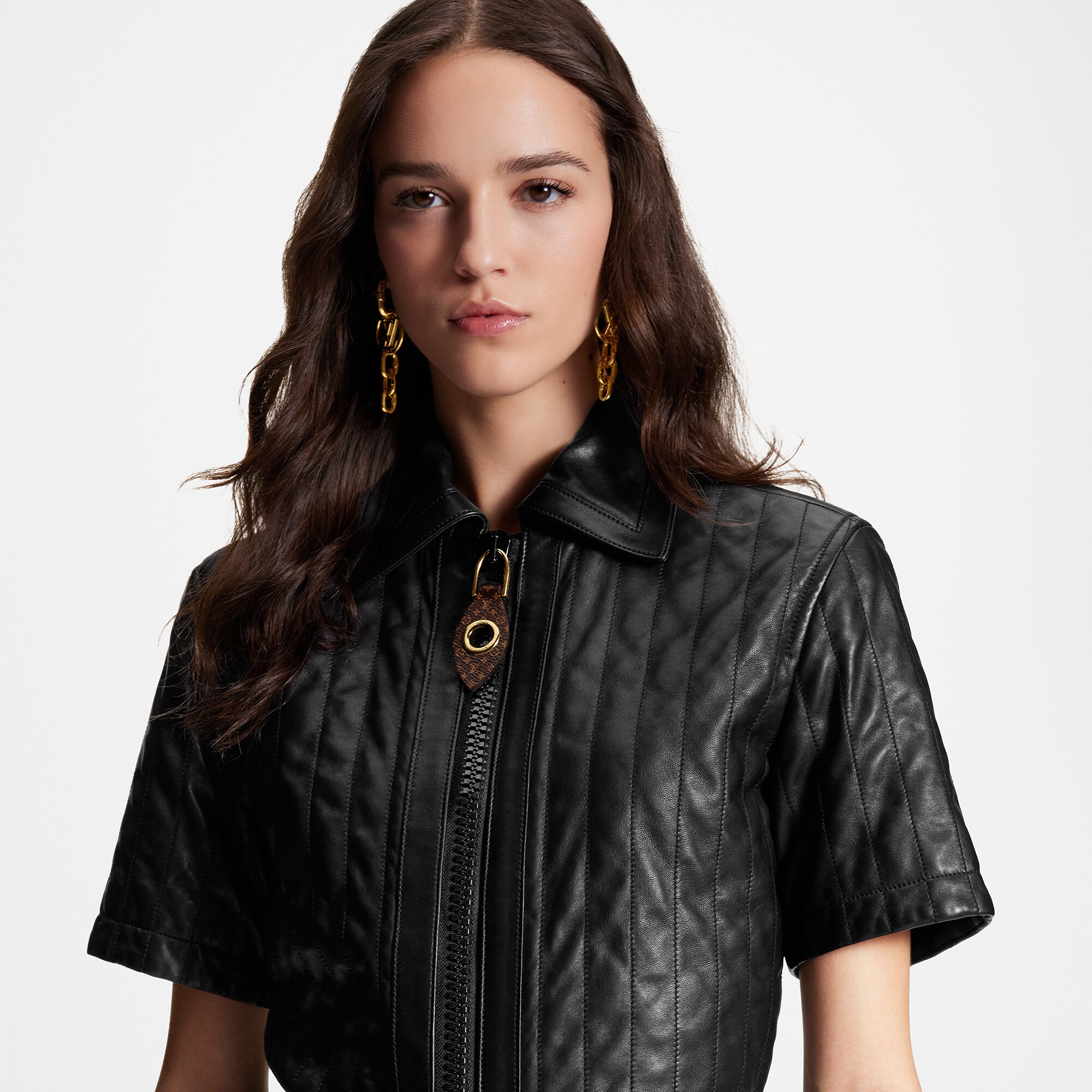 Pinstripe Leather Zip-Up Dress - Women - Ready-to-Wear | LOUIS VUITTON
